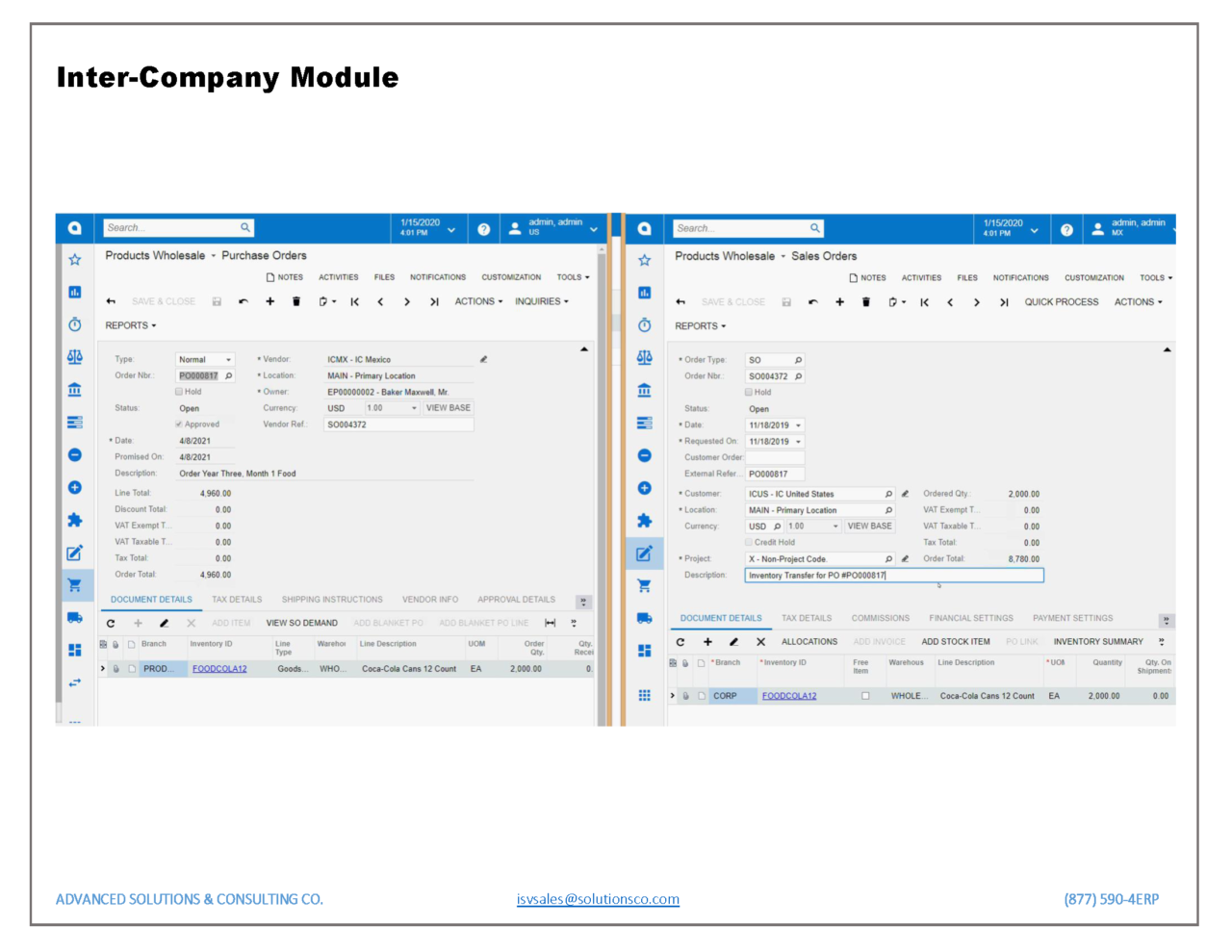 Acumatica Multi-Tenant Intercompany Accounting Solution