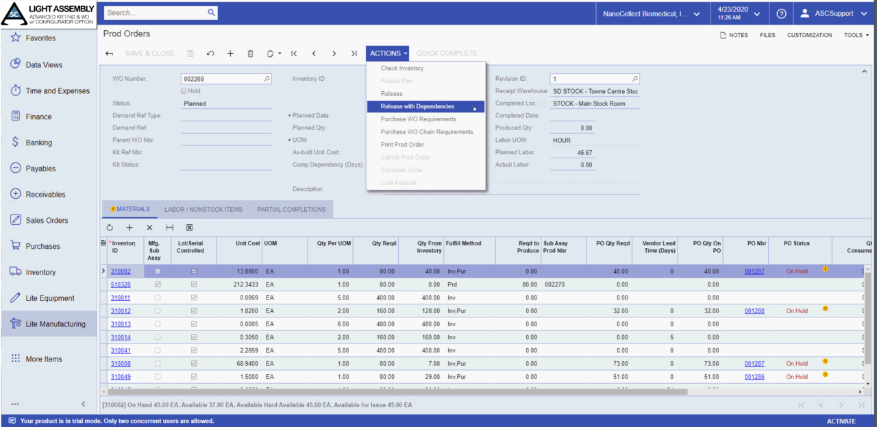 Acumatica Flexmfg Discrete Module Acumatica Isv Solutions